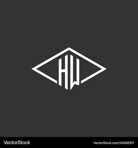 Initials Hw Logo Monogram With Simple Diamond Vector Image