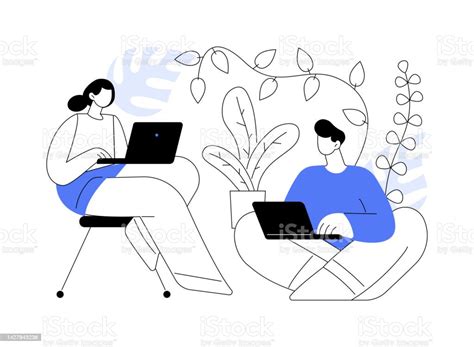 작업 공간 추상적 개념 벡터 일러스트레이션의 생물필릭 디자인 가공의 인물에 대한 스톡 벡터 아트 및 기타 이미지 가공의 인물