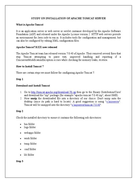 Tomcat Installation Pdf Apache Server System Software