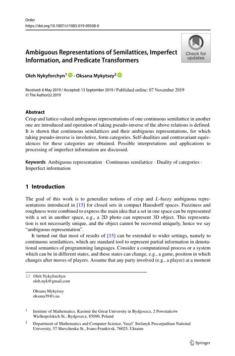 Pdf Ambiguous Representations Of Semilattices Imperfect Information