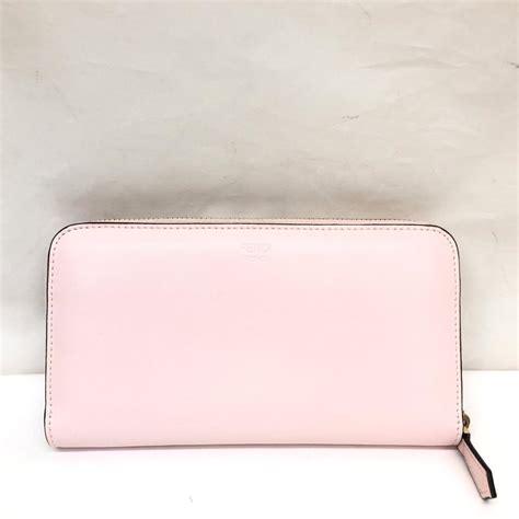 中古 Fendi フェンディ 長財布 バグズ モンスター 8m0299 3if F13dp ピンク ラウンドファスナー ロングウォレット