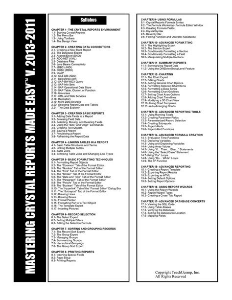 Mastering Crystal Reports Made Easy Digital Edition Online Download Teachucomp Inc