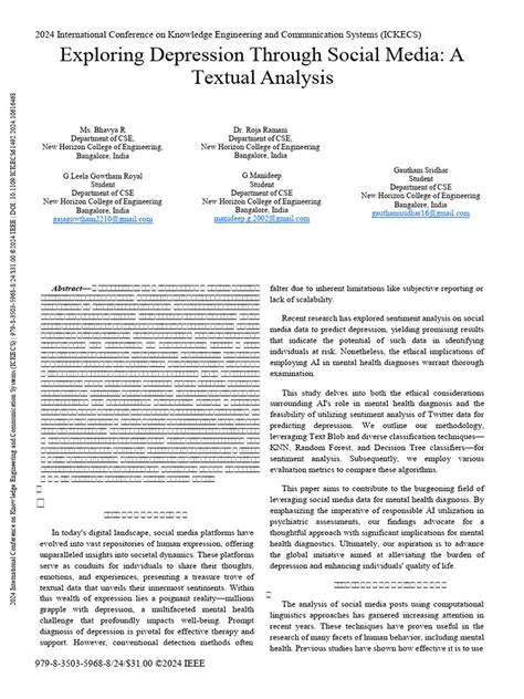 exploring depression through social media a textual analysis pdf