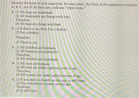 Identify The Form Of Each Argument In Some Cases Chegg Com