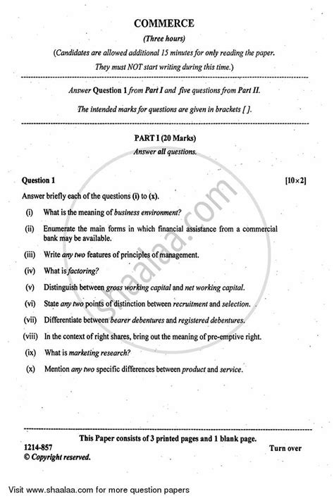 Commerce 2013 2014 ISC Commerce Class 12 Question Paper With PDF