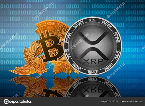 Xrp Coin Stands Front Cracked Coin Bitcoin Binary Code Background — Stock Editorial Photo