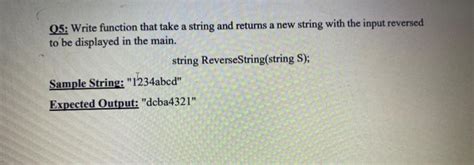 solved q5 write function that take a string and returns a