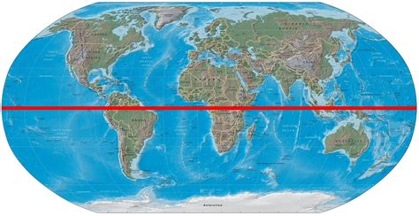 Map Of The World With Equator Free Printable Map