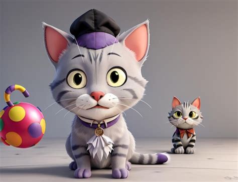 Premium Photo A Gray Cat With A Jester Cap Serves As The Clown April