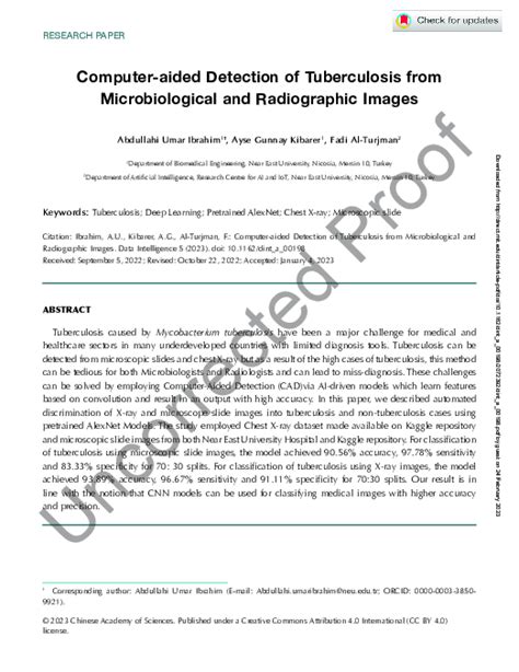 Pdf Computer Aided Detection Of Tuberculosis From Microbiological And