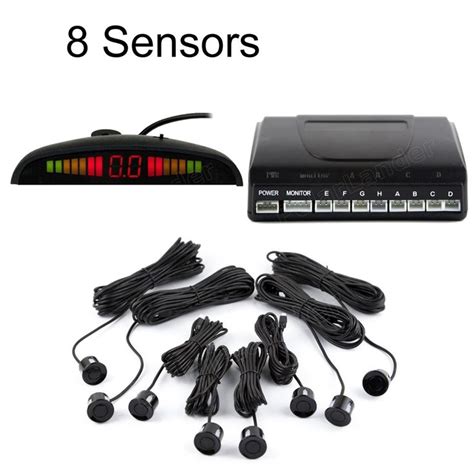 Car Parking Sensor 8 Sensors Auto Reverse Backup Park Radar 44 Colors Buzzer Kit Led Monitor
