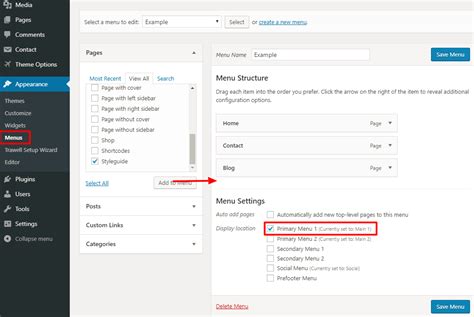 Navigation Menu Setup Trawell Wordpress Theme Documentation Meks