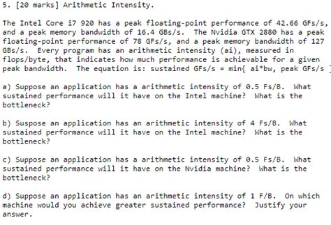 5 20 Marks Arithmetic Intensity The Intel Core I7