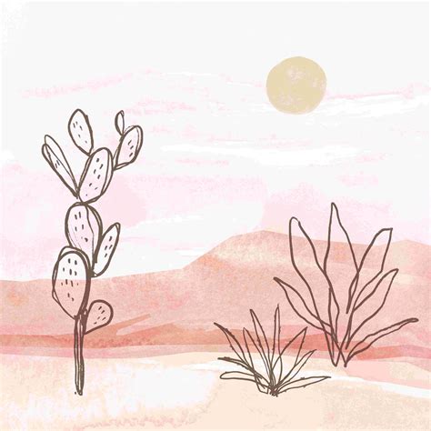 Union Rustic Desert Cacti Lines Wrapped Canvas Painting Wayfair