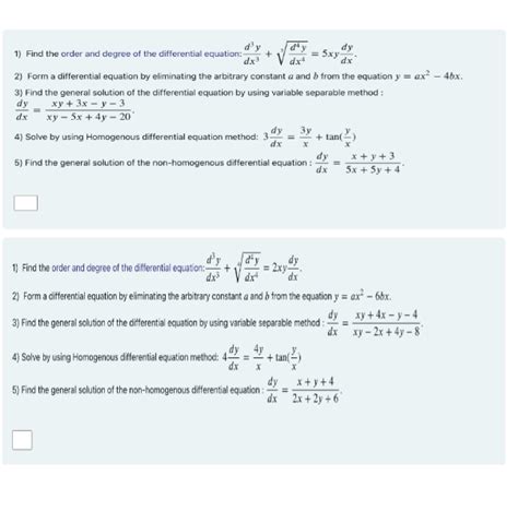Solved Find The Order And Degree Of The Differential Chegg Com