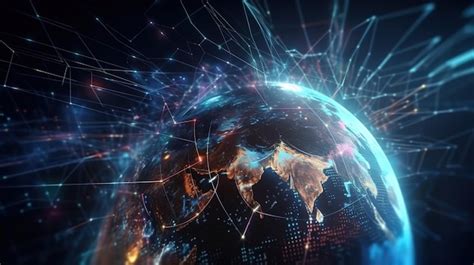 Premium Ai Image Communication Technology Abstraction On Planet Earth