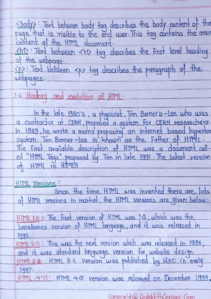 Html Handwritten Notes Codewithcurious