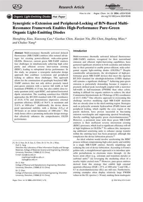 Synergistic π‐extension And Peripheral‐locking Of Bn‐based Multi‐resonance Framework Enables