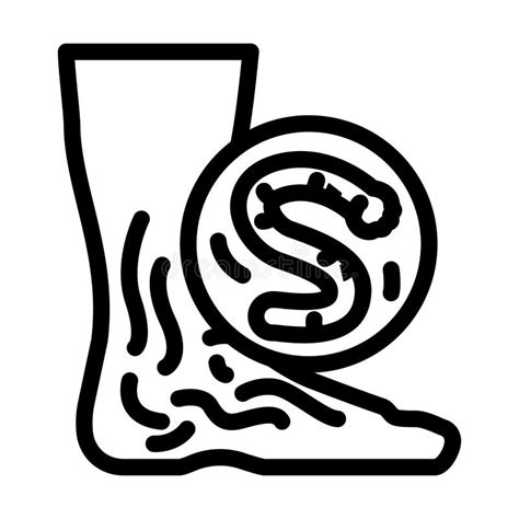 Hookworm Parasite Line Icon Vector Illustration Stock Vector