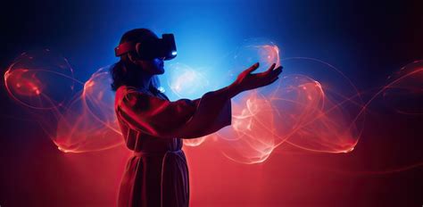 Premium Photo Man Using Virtual Reality Glasses On Dark Background Vr