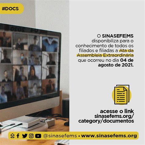 Ata Assembleia Extraordinária 04 De Agosto De 2021 Sinasefe Ms