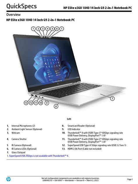 Hp Elite X360 1040 G9 Datasheet Pdf Windows 10 Microsoft Windows