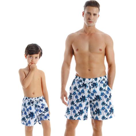 Summer Father Son Matching Beach Shorts Quick Dry Surf Swimwear