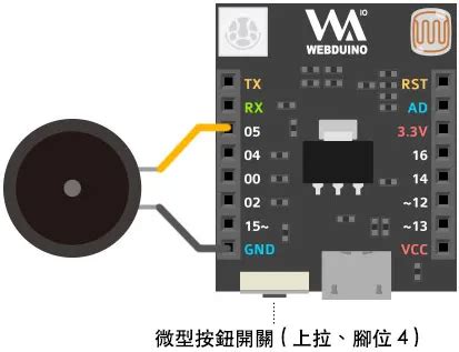 按鈕開關 控制蜂鳴器 Webduino 教學資源