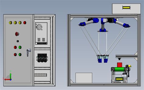 根据颜色对产品分类的delta机器人 solidworks 2021 模型图纸下载 懒石网