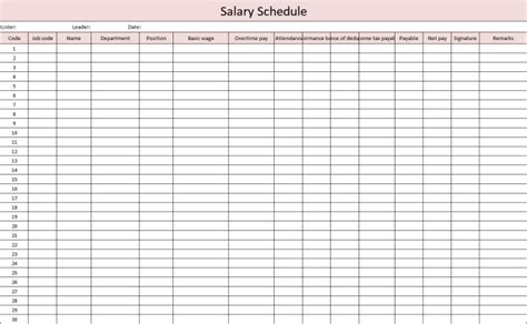 EXCEL Of Pink Salary Schedule Xlsx WPS Free Templates