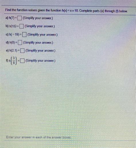 Solved Find The Function Values Given The Function