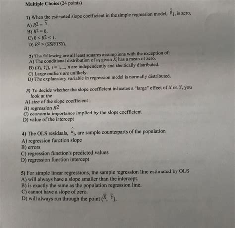 Solved Multiple Choice 24 Points 1 When The Estimated
