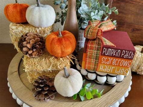 Fall Book Stack Fall Tiered Tray Decor Mini Wooden Books Fall Decor