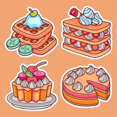 Iconos de la etiqueta engomada de la torta y la panadería vector