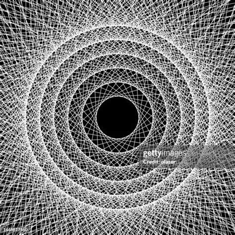 Lines Rotating And Touching Black Sphere Copy Space In Middle High Res