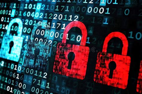 Cyber Security Concept Red Digital Padlock Digital Data Safety And