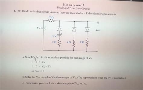 Solved Diode And Transistor Circuits 1 50 Diode Switching
