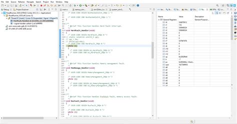 getting hard fault handler issue while running stmicroelectronics
