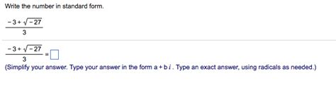 solved write the number in standard form 3 squareroot