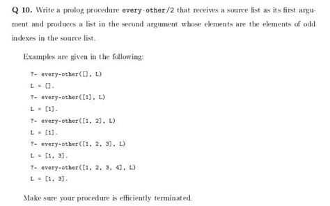 Solved Q Write A Prolog Procedure Every Other That Chegg