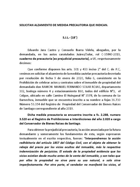 Solicitud De Dejar Sin Efecto Precautoria Juarez Solar Pdf Mandato