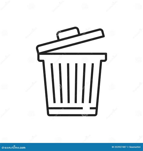 Garbage Bin Line Icon Home Cleaning And Hygiene Stock Vector Illustration Of Bucket Symbol