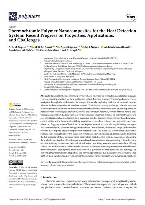 Pdf Thermochromic Polymer Nanocomposites For The Heat Detection System Recent Progress On