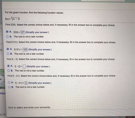 solved for the given function find the following function