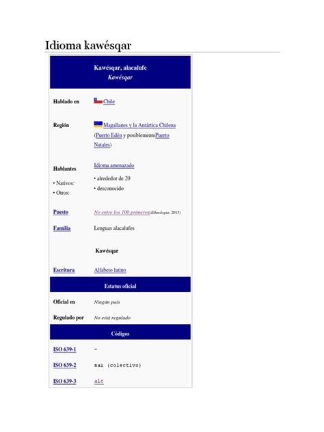 Idioma Kawésqar Pdf Semiótica Lingüística