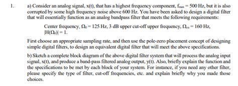 A Consider An Analog Signal X T That Has A Chegg