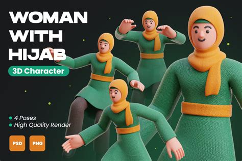 戴头巾的女人 3d 人物插画 魔棒网