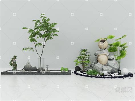 【园艺景观小品，流水水景，进门玄关景观石，公园假山水景3d模型】 现代vr有灯光有贴图max2014园艺景观小品，流水水景，进门玄关景观石