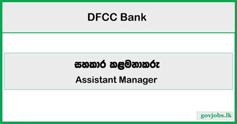 Assistant Manager Custodian Services Dfcc Bank Job Vacancies 2025