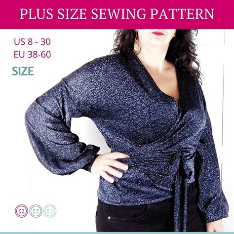 Wrap Top Sewing Pattern Plus Size Pattern Wrapover Top Pattern Plus Size PDF Pattern